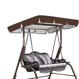 QYCSL Patio Swing Canopy Cover 2 Or 3 Seater Sizes Waterproof Outdoor Swing Seat Chair Awning Sun Shade Roof Windproof Anti-Uv Garden Hammock Replacement Canopy Set,Brown,195x125x15cm/77x49x6''