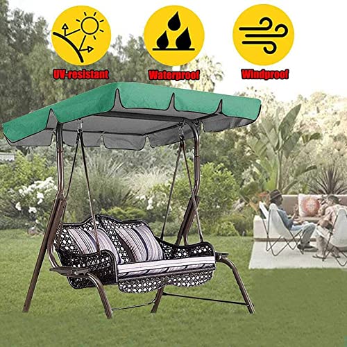 QYCSL Patio Swing Canopy Cover 2 Or 3 Seater Sizes Waterproof Outdoor Swing Seat Chair Awning Sun Shade Roof Windproof Anti-Uv Garden Hammock Replacement Canopy Set,Brown,195x125x15cm/77x49x6''