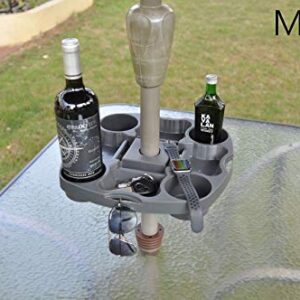 Myard Umbrella Table Tray 15 Inches for Beach, Patio, Garden, Swimming Pool with 4 Drink Holder, 4 Holes Bundle with Umbrella Cone Wedge Spacer fits Patio Table Hole Opening or Base 1.8 to 2.4 Inch