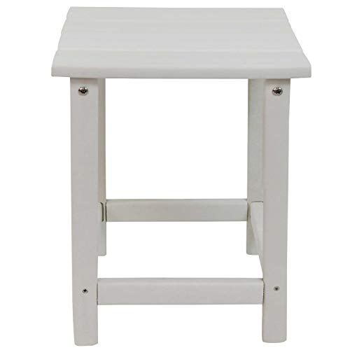 Sunnydaze All-Weather White Outdoor Side Table - Modern Square Adirondack Side Table - Stylish Patio Furniture Accessory - Perfect for Yard, Patio, Garden and Poolside