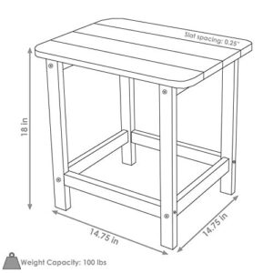 Sunnydaze All-Weather White Outdoor Side Table - Modern Square Adirondack Side Table - Stylish Patio Furniture Accessory - Perfect for Yard, Patio, Garden and Poolside