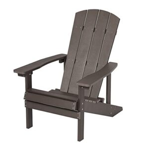 missbrella plastic adirondack chairs hips material looks like real wood weather resistant for patio garden, backyard, patio and indoors (coffee)