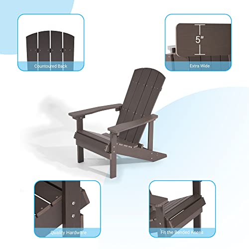 MISSBRELLA Plastic Adirondack Chairs Hips Material Looks Like Real Wood Weather Resistant for Patio Garden, Backyard, Patio and Indoors (Coffee)