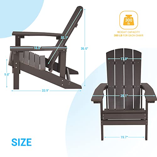 MISSBRELLA Plastic Adirondack Chairs Hips Material Looks Like Real Wood Weather Resistant for Patio Garden, Backyard, Patio and Indoors (Coffee)