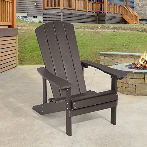 MISSBRELLA Plastic Adirondack Chairs Hips Material Looks Like Real Wood Weather Resistant for Patio Garden, Backyard, Patio and Indoors (Coffee)