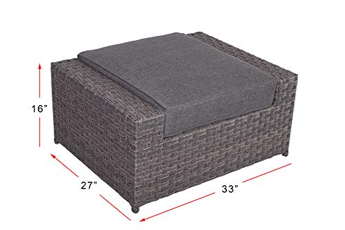 SunHaven Resin Wicker Outdoor Patio Furniture Set - 7 Piece Conversation Sectional Premium All Weather Gray Wicker Rattan, Aluminum Frame with Deluxe Fade Resistant Olefin Cushions (7 Piece Cromwell)