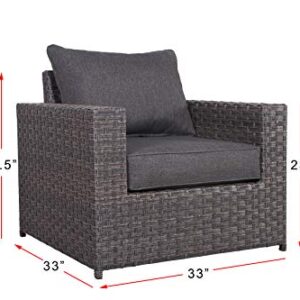 SunHaven Resin Wicker Outdoor Patio Furniture Set - 7 Piece Conversation Sectional Premium All Weather Gray Wicker Rattan, Aluminum Frame with Deluxe Fade Resistant Olefin Cushions (7 Piece Cromwell)