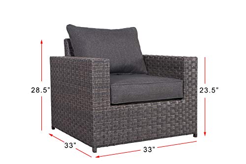 SunHaven Resin Wicker Outdoor Patio Furniture Set - 7 Piece Conversation Sectional Premium All Weather Gray Wicker Rattan, Aluminum Frame with Deluxe Fade Resistant Olefin Cushions (7 Piece Cromwell)