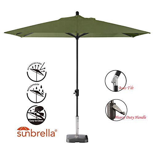 Secret Garden Home Goods Laguna Cove 10' x 6.5' Rectangular Auto Tilt Market Umbrella (Black Sapphire, Sunbrella- Fern)