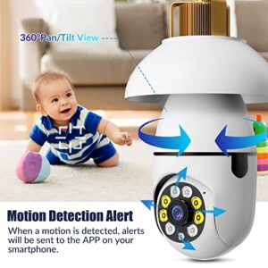 Light Bulb Security Camera Wireless Outdoor - 2.4GHz/5GHz WiFi 360 Surveillance Indoor Socket Security Camera Camera Real-time Motion Detection Alerts Two Way Talk Night Vision 32G SD Card Included