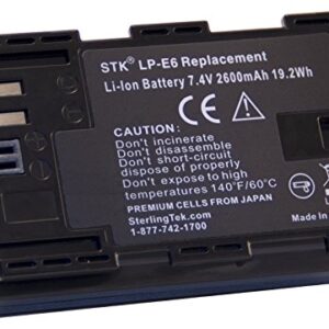 STK LP-E6 Battery for Canon LP-E6N LPE6 Promaster LP-E6NH EOS R R5 R6 R7 5D Mark II III and IV 90D 70D 5Ds 6D 5Ds 80D 7D 60D, 5Ds MKii, MKii MKiii MKiv, 5D4 LPE6N LPE6NH, LP E6 E6N E6NH Accessories