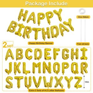 INPHER Black and Gold Birthday Decorations Backdrop 55 Pack Black Gold Balloon Arch Garland Kit Happy Birthday Banner Party Decorations for Kids Men Women