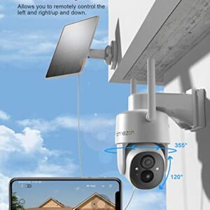 TMEZON Wireless Security Camera Outdoor, 2K Security Camera Wireless Solar Powered, PTZ WiFi Control, Color Night Vision with Pan Tilt 360° View