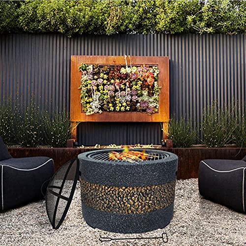 NEWCES Safety Certification Large Fire Pit BBQ Grills Fire Bowl Barbecue Grill Stand Multifunction Charcoal Barbecue Grill Smoker BBQ Grill for Outdoor Garden