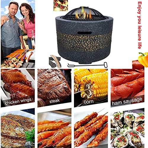 NEWCES Safety Certification Large Fire Pit BBQ Grills Fire Bowl Barbecue Grill Stand Multifunction Charcoal Barbecue Grill Smoker BBQ Grill for Outdoor Garden