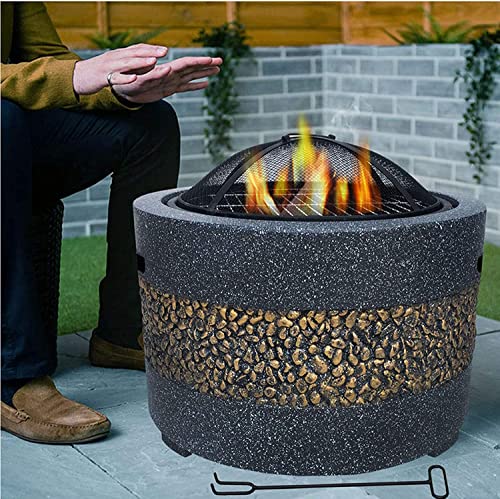 NEWCES Safety Certification Large Fire Pit BBQ Grills Fire Bowl Barbecue Grill Stand Multifunction Charcoal Barbecue Grill Smoker BBQ Grill for Outdoor Garden