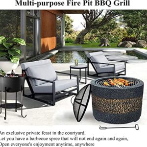 NEWCES Safety Certification Large Fire Pit BBQ Grills Fire Bowl Barbecue Grill Stand Multifunction Charcoal Barbecue Grill Smoker BBQ Grill for Outdoor Garden