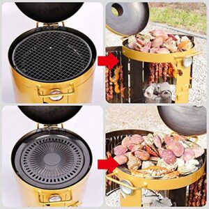 NEWCES Safety Certification Big Charcoal Barbecue Grill BBQ w/2 Grids Adjustable Ventilation Barbecue Smoker Grill for Picnic Camping Garden & Beach Party