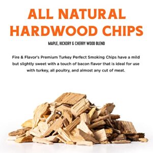 Fire & Flavor Turkey Perfect Premium All Natural Wood Chips for Smoker - Maple, Cherry, & Hickory Wood Chips - Smoker Wood Chips - Smoking Wood Chips - Smoker Chips - Smoker Accessories Gifts for Men