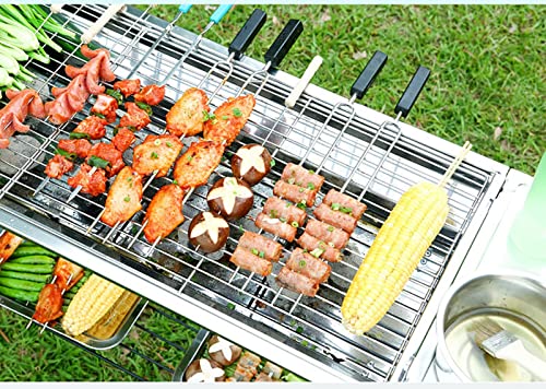 Portable Charcoal Grill, Upgraded Folding Large Barbecue Charcoal Grill W/Board Shelf & Flavoring Storage Basket, Stainless Steel Frame, for 8 People Picnic Garden Terrace Camping Travel Use