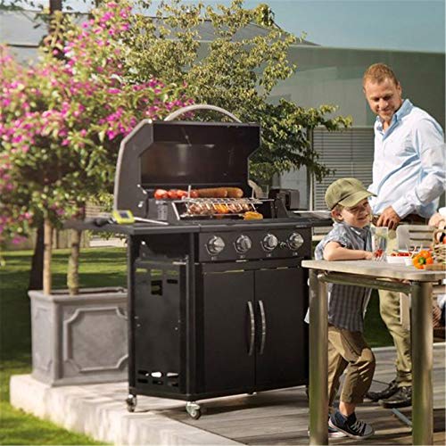 WSN Patio Garden Barbecue Grill, Classic Liquid Propane Gas Grill, with Two Foldable Shelves and Universal Wheels,B