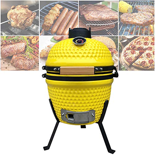 RJMOLU Smoker BBQ Grill for Charcoal and Kettle Barbecues, Outdoor Kitchen Style Egg Ceramic BBQ Grill for Picnic Garden Terrace Camping Travel, Suitable for 3-5 People, 13"