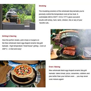 RJMOLU Smoker BBQ Grill for Charcoal and Kettle Barbecues, Outdoor Kitchen Style Egg Ceramic BBQ Grill for Picnic Garden Terrace Camping Travel, Suitable for 3-5 People, 13"