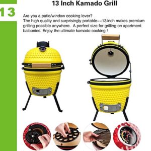 RJMOLU Smoker BBQ Grill for Charcoal and Kettle Barbecues, Outdoor Kitchen Style Egg Ceramic BBQ Grill for Picnic Garden Terrace Camping Travel, Suitable for 3-5 People, 13"