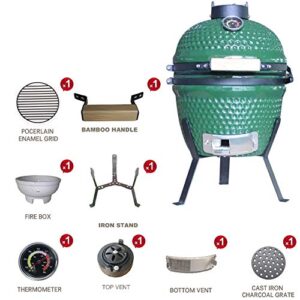 RJMOLU Charcoal Grills 13" Ceramic Barbecue Grill, BBQ Stove for Picnic Garden Terrace Camping Travel