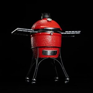 Kamado Joe KJ23RHC Classic Joe II 18-inch Charcoal Grill with Cart and Side Shelves, Blaze Red