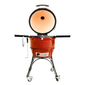 Kamado Joe KJ23RHC Classic Joe II 18-inch Charcoal Grill with Cart and Side Shelves, Blaze Red