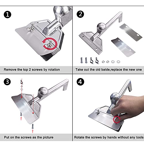 Grill Scraper W/ 5 Blades , Heavy Duty Rust Flat Top Grill Accessories with Blade Replacements , Commercial Griddle Scraper User-Friendly Barbecue Grill Cleaning Tool for Restaurants, Bars, Diners