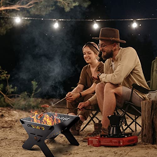 Odoland Camping Campfire Grill, Portable Folding Charcoal Grills, Backpacking BBQ Grill, Heavy Duty Firepit Grill with Carry Bag for Outdoor Cooking, Bonfire, Patio, Backyard