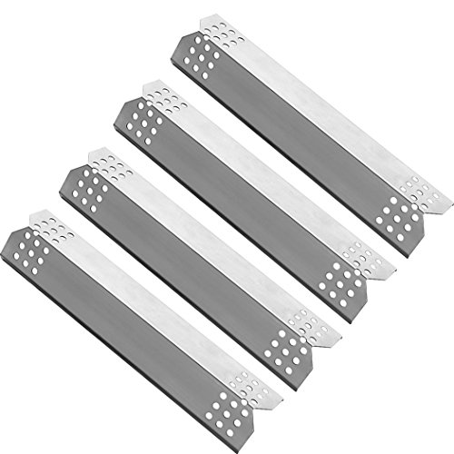 YIHAM KS708 Replacement Parts for Grill Master 720-0697 Nexgrill 720-0830H 720-0783E 720-0737 BBQ Heat Shield Plate Tent Burner Cover Flame Tamer, 14 9/16 inch x 3 3/8 inch, Stainless Steel, Set of 4