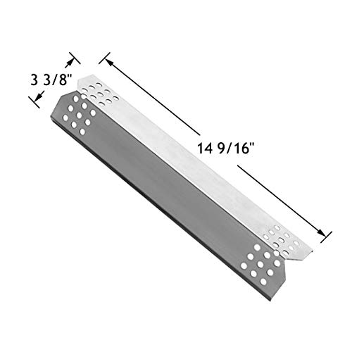 YIHAM KS708 Replacement Parts for Grill Master 720-0697 Nexgrill 720-0830H 720-0783E 720-0737 BBQ Heat Shield Plate Tent Burner Cover Flame Tamer, 14 9/16 inch x 3 3/8 inch, Stainless Steel, Set of 4