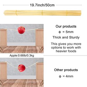 BLUE TOP Bamboo Marshmallow Grilling Sticks Smores Skewers 19.7 Inch 5mm Thick 60 PCS Extra Long Heavy DutyWooden Skewer BBQ Hot Dog Skewer,Great for Camping,Parties,Weddings and Plant Stakes.