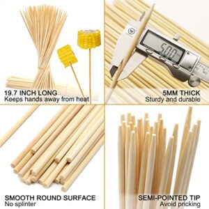 BLUE TOP Bamboo Marshmallow Grilling Sticks Smores Skewers 19.7 Inch 5mm Thick 60 PCS Extra Long Heavy DutyWooden Skewer BBQ Hot Dog Skewer,Great for Camping,Parties,Weddings and Plant Stakes.