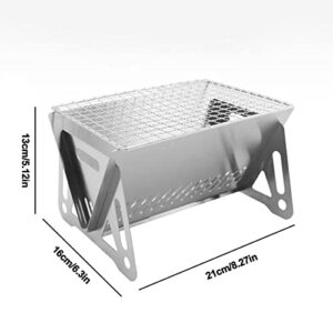 JPSDOWS Folding Grill, Stainless Steel Camping Grill Stove, Ultralight Campfire Stand, Tabletop Outdoor Smoker BBQ Grill for Picnic Garden Terrace, Outdoor Stove Burner, Hiking Travel Picnic BBQ