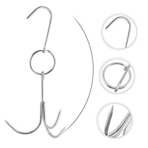 Levemolo 2pcs Triple Three Hooks Garden Prong Meat Grill Poultry Use Hanger Ham Hook S- Useful Tools Tool Smoker Hanging Practical Drying Mutton Steel Accessories Cooking Butcher