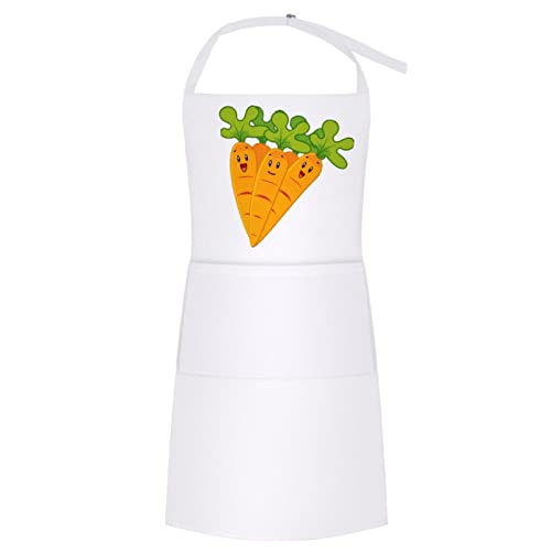 Adjustable Bib Apron with 2 Pockets Funny Garden Carrots Chef Kitchen Cooking Aprons for Women Men Restaurant BBQ Painting