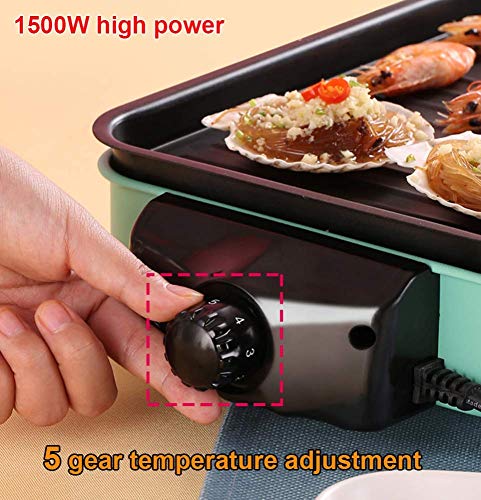 Indoor Barbecue Griddle with Non-Stick Coating Grill Plate，1500W Adjustable Temperature Control Mini Portable Barbecue Grill for 3-10 Persons， for Outdoor Picnic and Home Garden Camping Useful