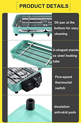 Indoor Barbecue Griddle with Non-Stick Coating Grill Plate，1500W Adjustable Temperature Control Mini Portable Barbecue Grill for 3-10 Persons， for Outdoor Picnic and Home Garden Camping Useful