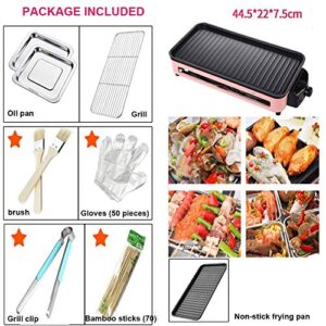 Indoor Barbecue Griddle with Non-Stick Coating Grill Plate，1500W Adjustable Temperature Control Mini Portable Barbecue Grill for 3-10 Persons， for Outdoor Picnic and Home Garden Camping Useful