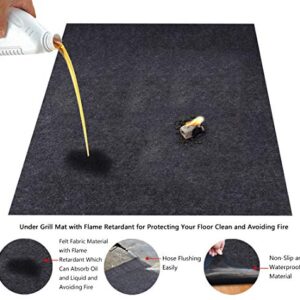 Under Grill Gear Flame Retardant Mats,Barbecue Grilling for Gas,Absorbing Oil Pads,Reusable Durable Washable Floor Mat Protect Decks ,Patios, Grease Splatter,Messes (Grill Mats:37.4inches x 58inches)