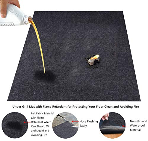 Under Grill Gear Flame Retardant Mats,Barbecue Grilling for Gas,Absorbing Oil Pads,Reusable Durable Washable Floor Mat Protect Decks ,Patios, Grease Splatter,Messes (Grill Mats:37.4inches x 58inches)