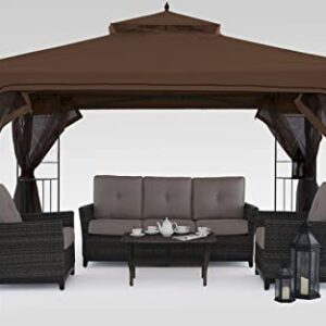 MASTERCANOPY 10x10 Patio Gazebo with Netting Screen Walls for Lawn, Garden, Backyard and Deck Brown