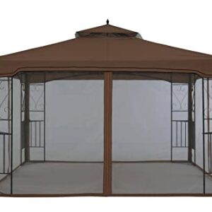 MASTERCANOPY 10x10 Patio Gazebo with Netting Screen Walls for Lawn, Garden, Backyard and Deck Brown