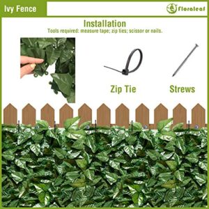 FLORALEAF Artificial Ivy Privacy Fence Screen 39''x117'' Artificial Hedge Leaf and Faux Ivy Vine Leaf Fence Wall Decoration for Outdoor Garden, Yard Decore