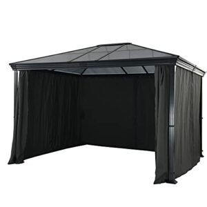 ESSENTIAL LOUNGER 12ftx10ft Hardtop Gazebo, Outdoor Aluminum Metal Gazebo Tent, 99% UV Rays Block,100% Waterproof Polycarbonate Gazebo Canopy with Curtain Screens, for Outdoor Patio Garden