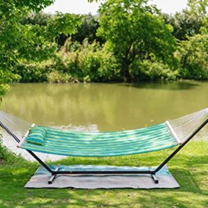 Lazy Daze Hammocks 12FT Quilted Fabric Hammock with Pillow, Double 2 Person Hammock with Spreader Bar for Outdoor Outside Patio Garden Yard Pool Beach QFH009